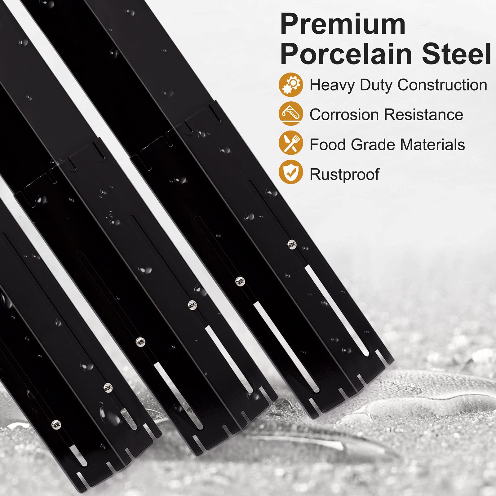 Criditpid Universal Adjustable Porcelain Steel Heat Plates, Heat Tent, Flavorizer Bar, Burner Cover, Flame Tamer for Brinkmann, Charbroil, Nexgrill, Backyard, Extend from 11.75 to 21 Inch, 5-Pack