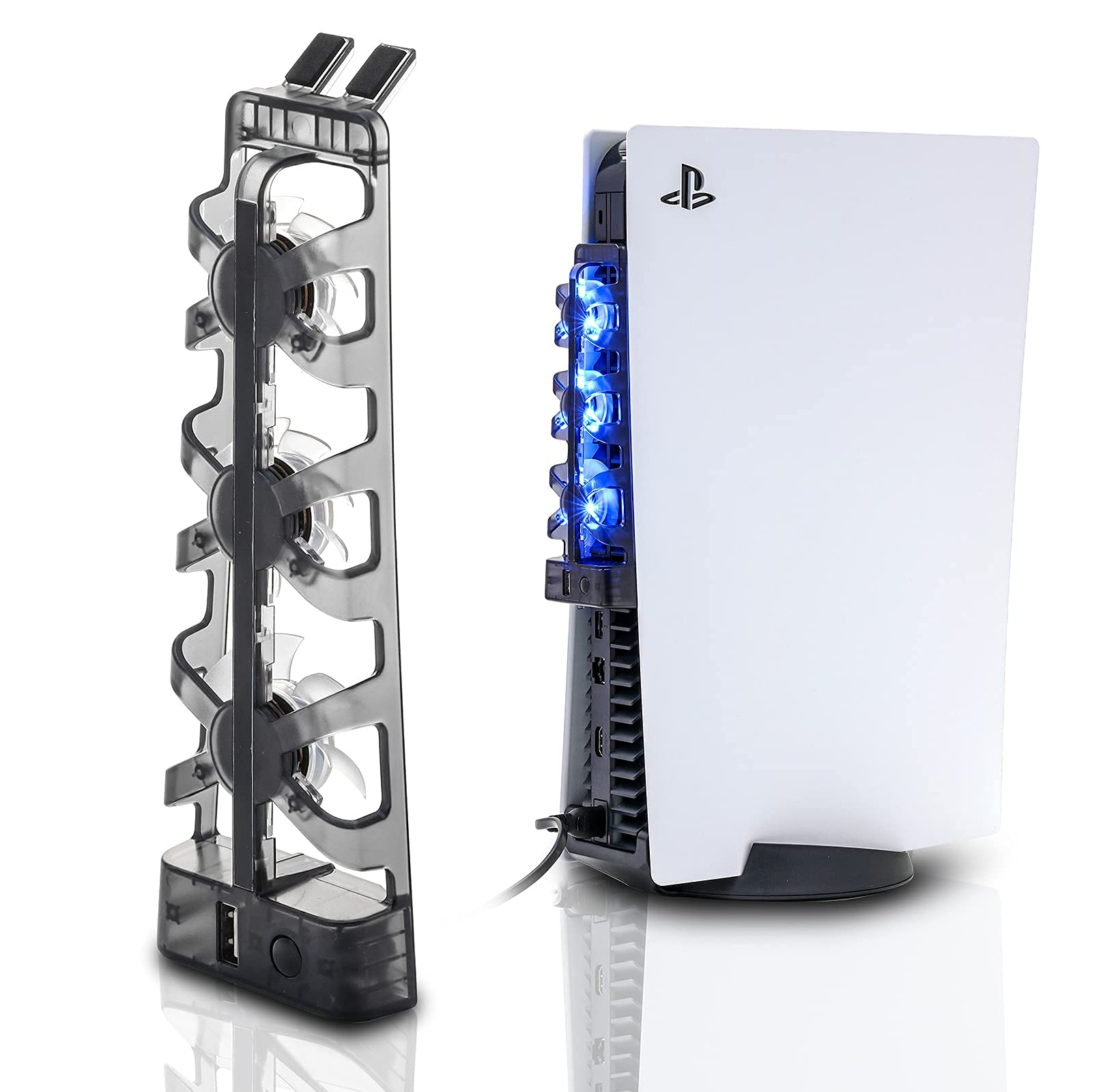 PS5 Accessories, PS5 Cooling Fans and PS5 Cooling Station with Controller Charger and Game Rack