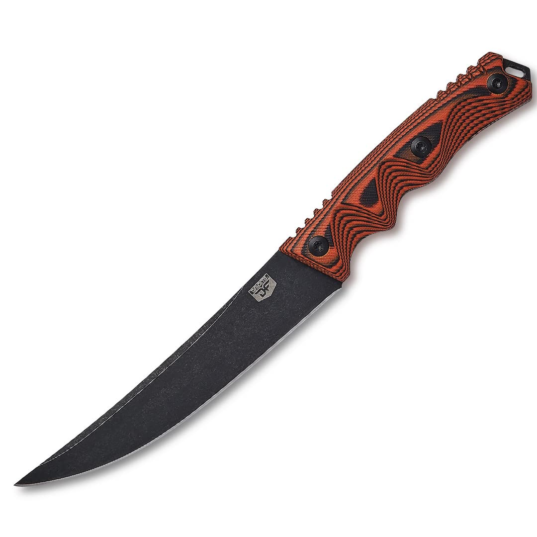 DFACKTO 6in Fieldbutcher Hybrid Boning Fillet Knife, G10 Handle, High Carbon Steel, Camping and Kitchen Knife for Hunting, Fishing, Butchering, Tactical Outdoor Knife (Orange)