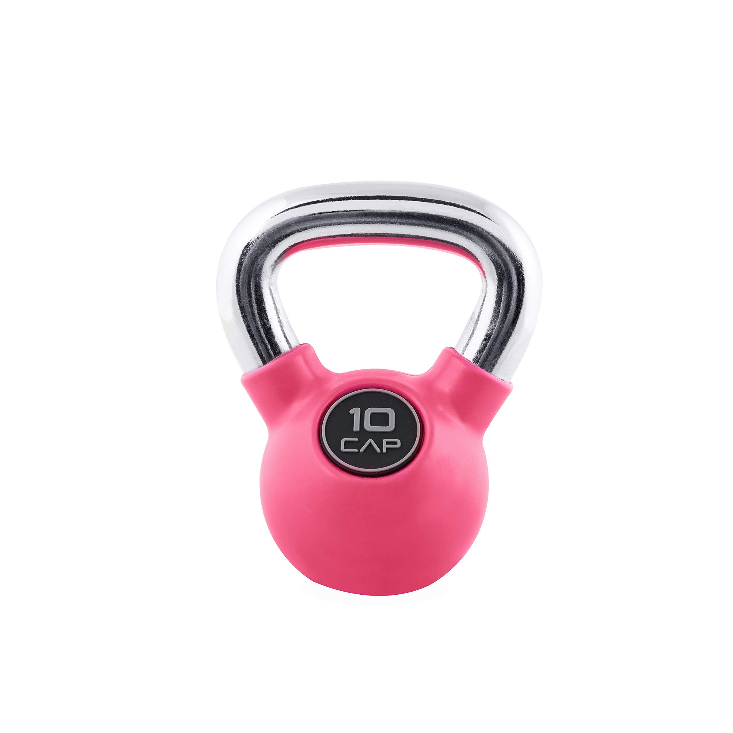 CAP Barbell Colored Rubber Coated Kettlebell with Chrome Handle, 10 lb (SDKR-010C)