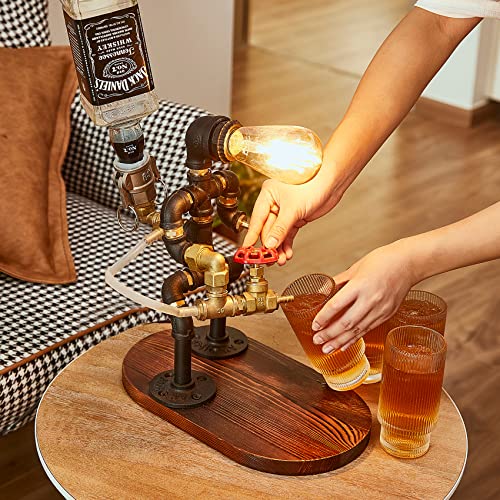 Steampunk Handcrafted Liquor Dispenser - Pipe Robot Lamp, Alcohol Whisky Wine dispenser, Industrial Whiskey Holder, Rustic Style, Man Cave, Decanter Whiskey Gift, Bar Restaurant Cafe - Gifts for Him