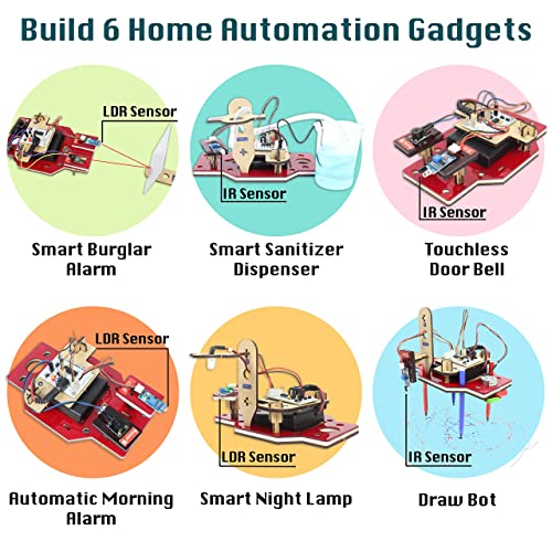 ButterflyEdufields STEM Robotics Projects Kit 10in1 Robots with Sensors for Ages 8-12 Electronics Engineering Kit with Circuit Board for Kids | Homeschooling | 50+ Parts