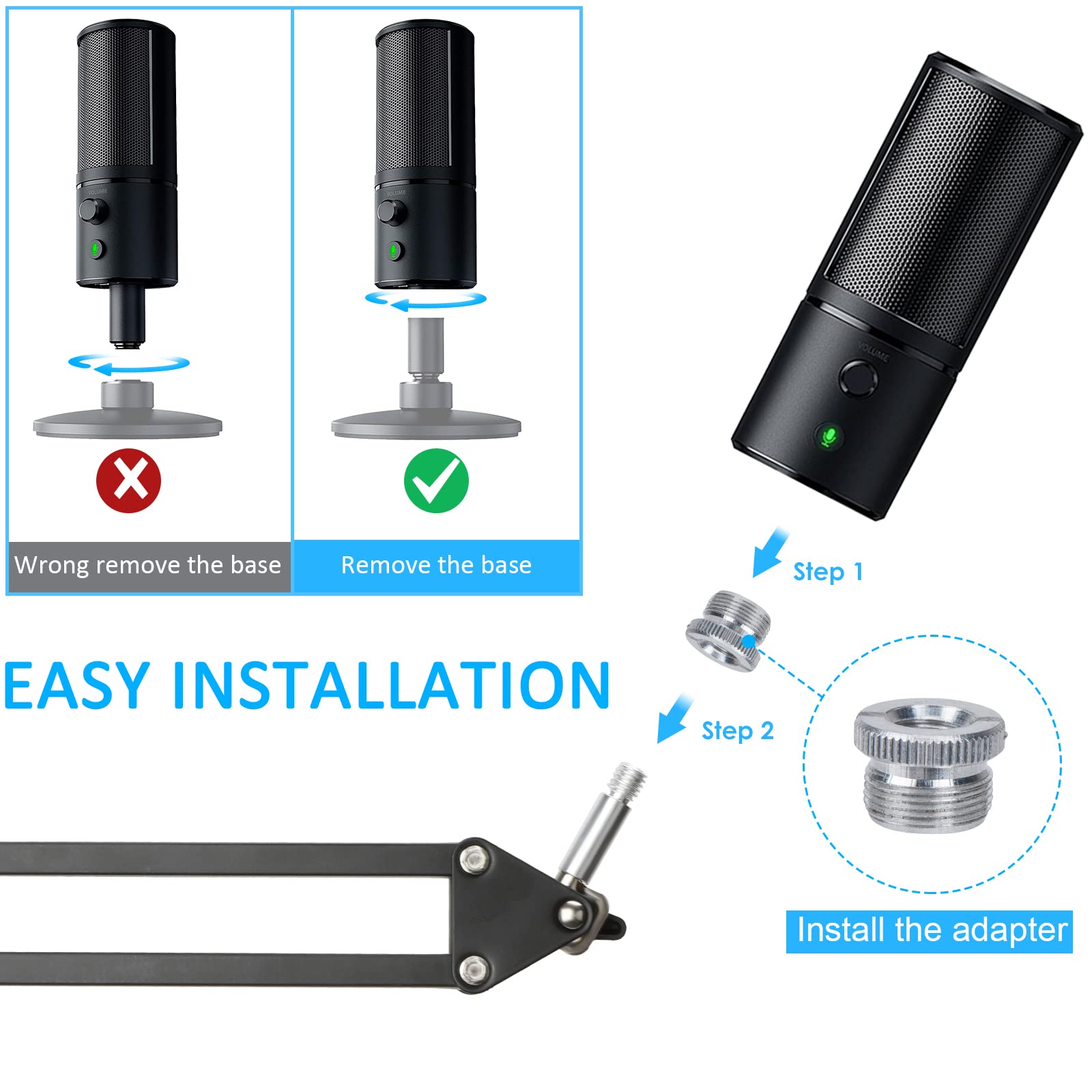 Razer Seiren X Boom Arm with Pop Filter - Mic Stand with Foam Cover Windscreen for Razer Seiren X Streaming Microphone by YOUSHARES
