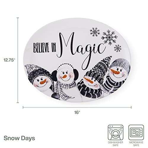 Fitz and Floyd Snow Days Snowman Serving Platter, 16 Inch, Multicolored