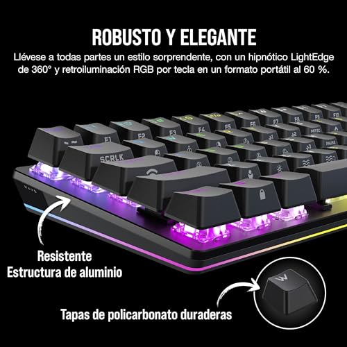Corsair K70 PRO MINI WIRELESS RGB 60% Mechanical Gaming Keyboard (Fastest Sub-1ms Wireless, Swappable CHERRY MX Red Keyswitches, Aluminum Frame, PBT Double-Shot Keycaps) QWERTY, NA Layout - Black