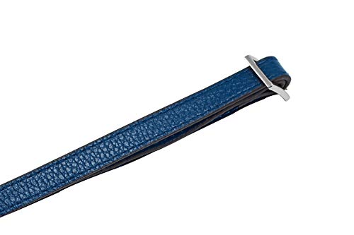 VanEnjoy Full Grain Leather Adjustable Replacement Strap Cross Body Bag Purse, 26-51 inch Gold Hardware 1.2 CM Width (Blue-Silver Buckles)