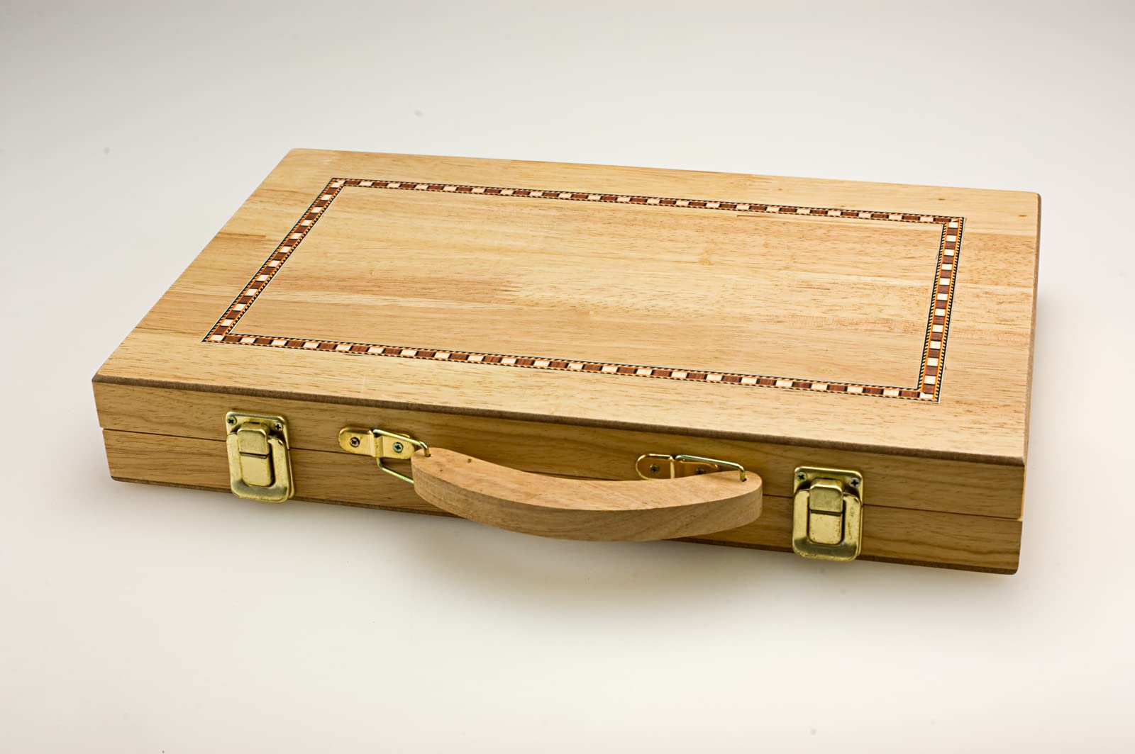 Sterling Games Wooden Backgammon Set for Adults, 15" Foldable Backgammon Board Game Set with Travel Handle and Metal Clasps
