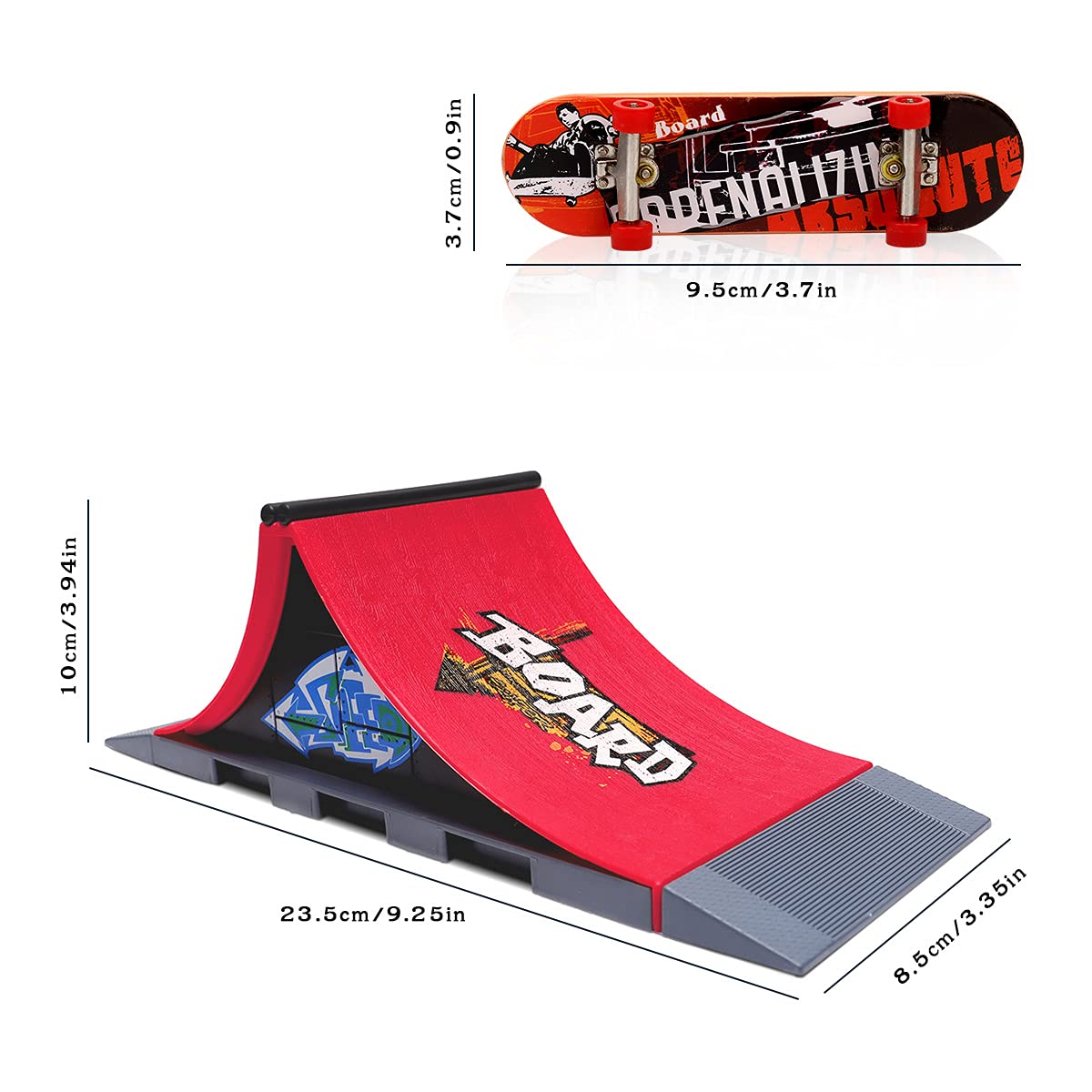MOMSIV KETIEE Finger Skateboard Park Ramp Toys Mini Fingerboard Skate Rail Set, Half Pipe Finger Skateboards Kit, Ultimate Skateparks Training Props for Kids & Adult (Style A)