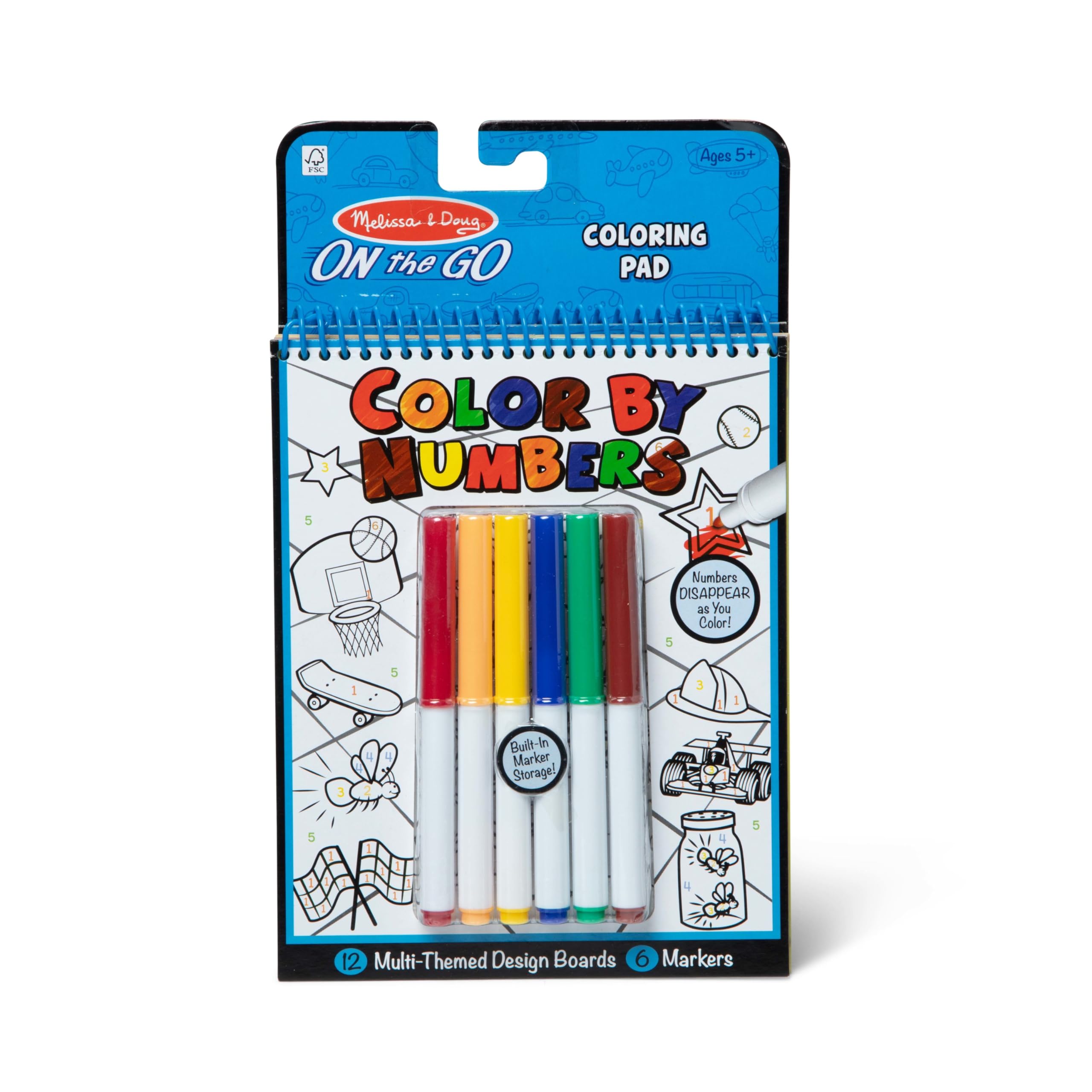 Melissa & Doug On the Go Color by Numbers Kids' Design Boards: Playtime, Construction, Sports, and More - Party Favors, Stocking Stuffers, Travel Toys, Coloring Books For Kids Ages 5+