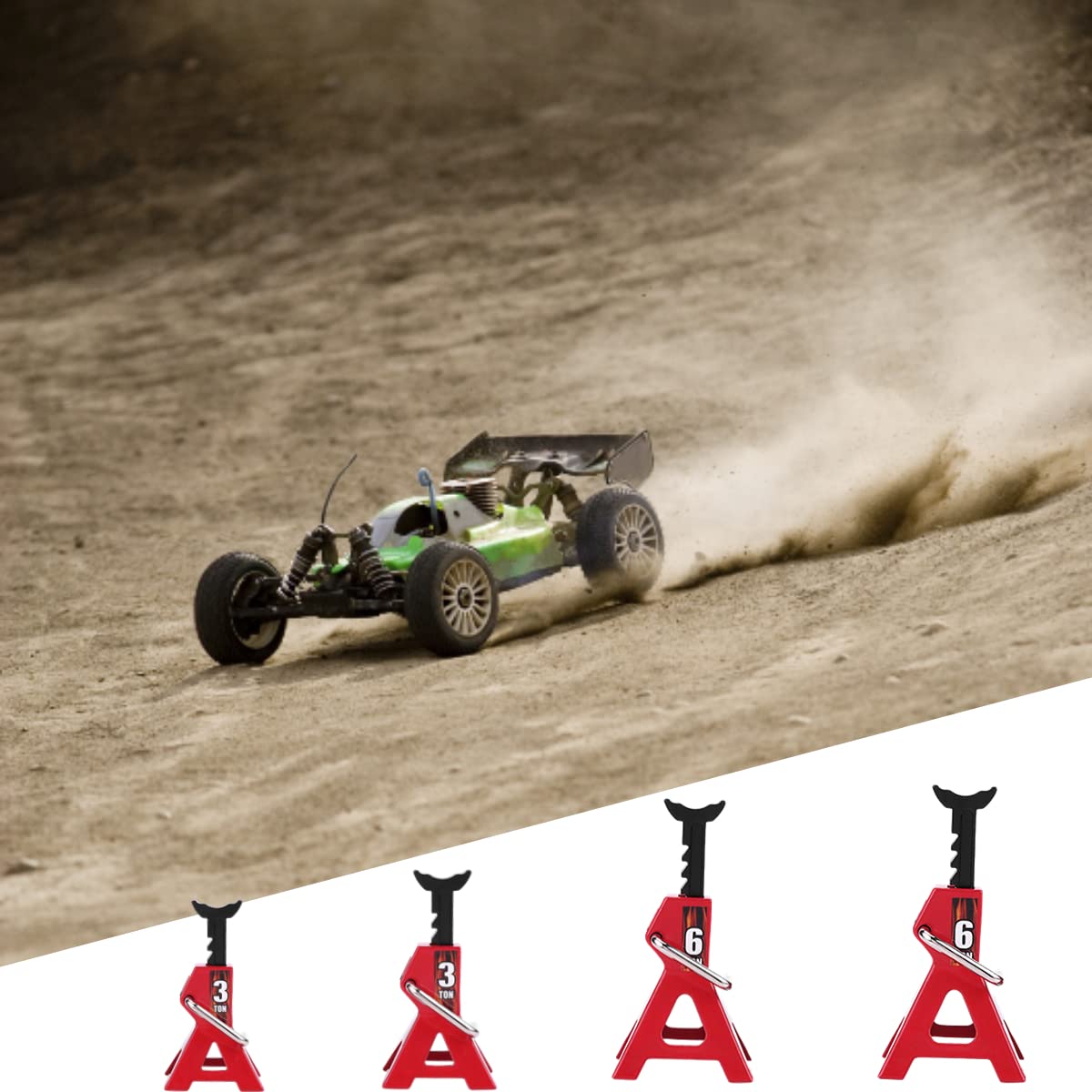 Rc Car Jack Stands Toy, 4Pcs 1/10 Scale High Simulation 6 Ton 3 Ton Toy Cars Stands Metal Jack Stand Rc Crawler Car Stands Model for D90 Wraith Scx10 1/10 Rc Crawler Accessories