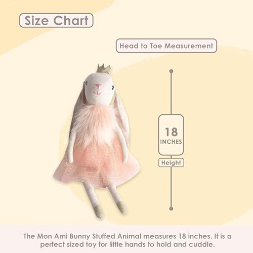 MON AMI Princess Bunny Stuffed Doll - 18", Soft & Cuddly Plush Animal Doll for Kids of All Ages, Use as Toy or Room Décor
