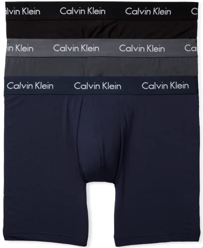 Calvin Klein Men's Underwear Body Modal Boxer Briefs 3 Pack, Black/Blue Shadow/Mink, X-Large