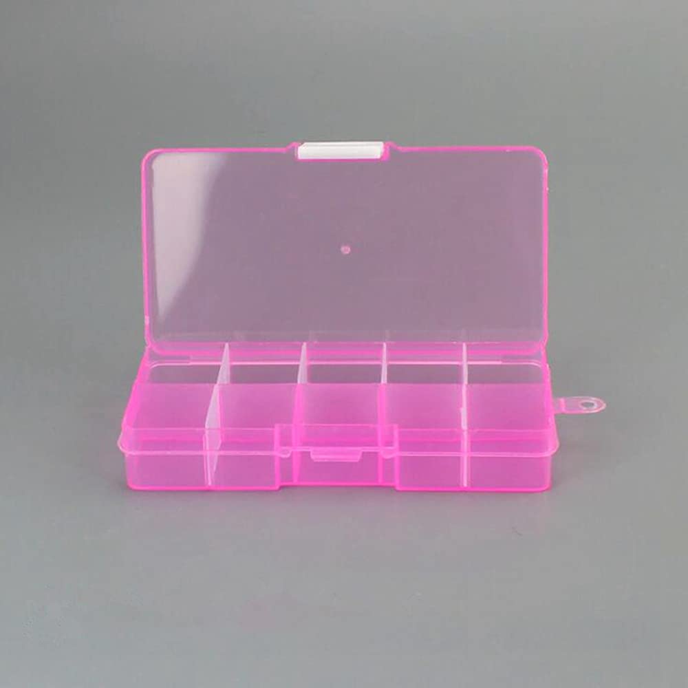 Clear Plastic Fishing Tackle Box, Fishing Lure Bait Hooks Storage Box Case Container Organizer with Adjustable Dividers(Orange White Buckle)