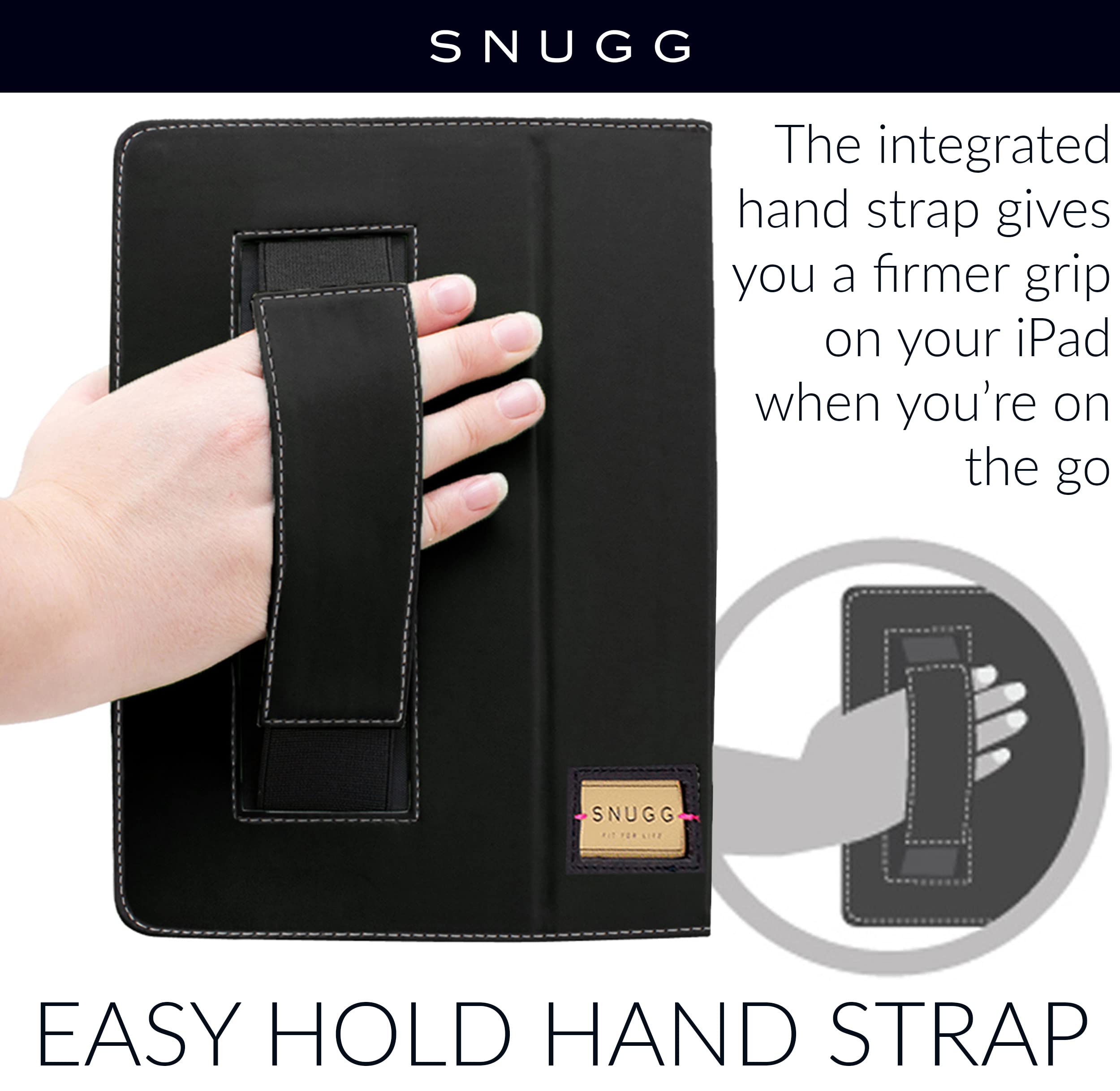 Snugg iPad 9.7 (2018/2017) & iPad Air Case, Black Leather Smart Case Cover Apple iPad Air and New iPad 2017 9.7" Protective Flip Stand Cover with Auto Wake/Sleep