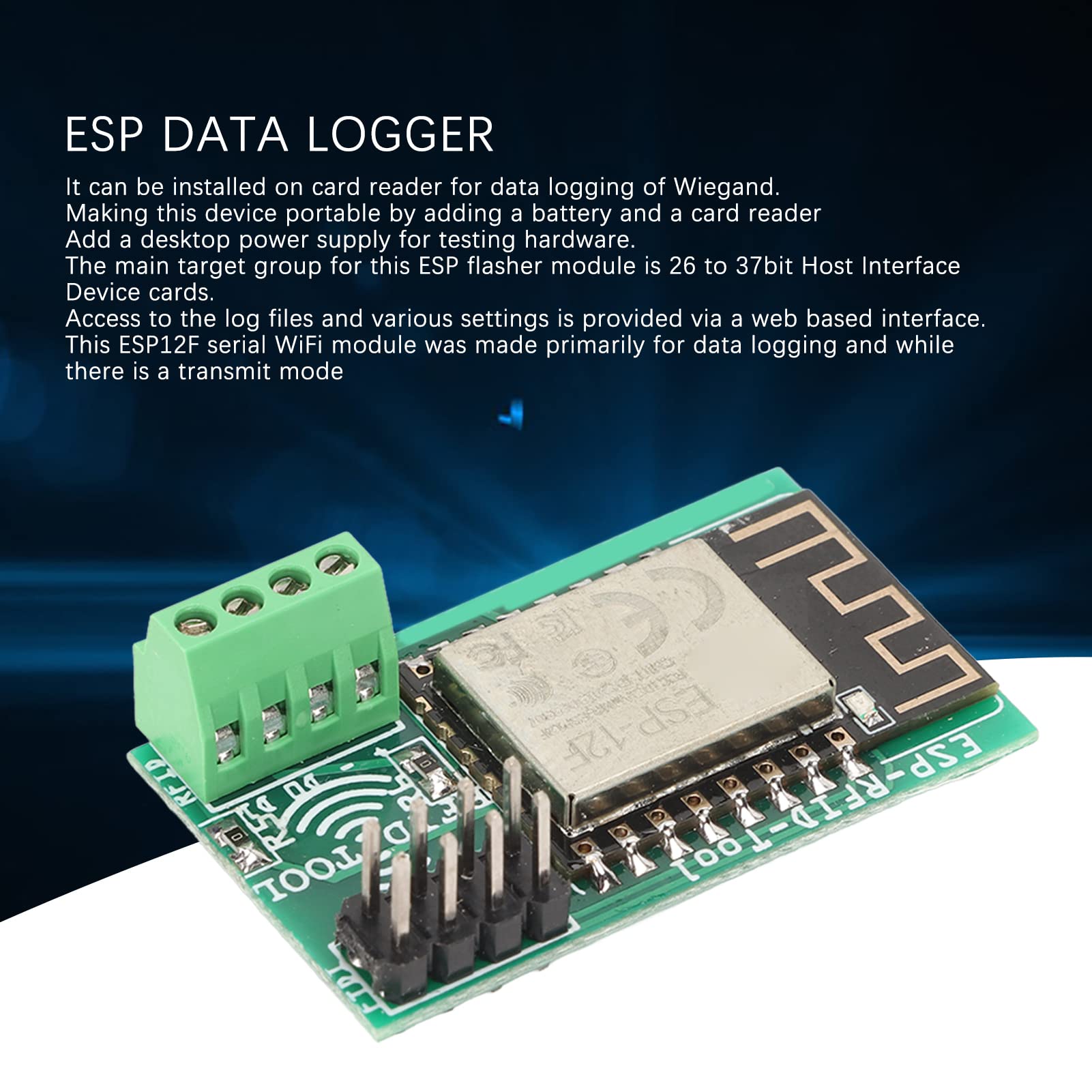 ESP 12F WiFi Module, Universal Data Logger Badge Identification Data Logging Stable Durable for System