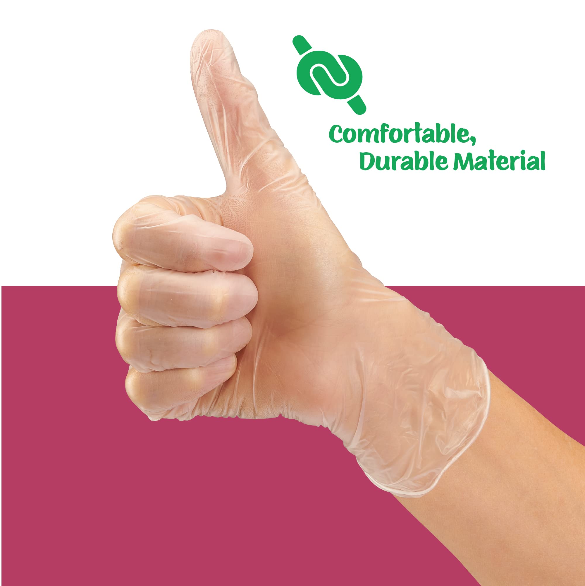Care Plus Disposable Vinyl Gloves Large Size | Heavy Duty | Non Sterile | Powder Free | Latex Free Rubber | 100 Count Box |food Safe
