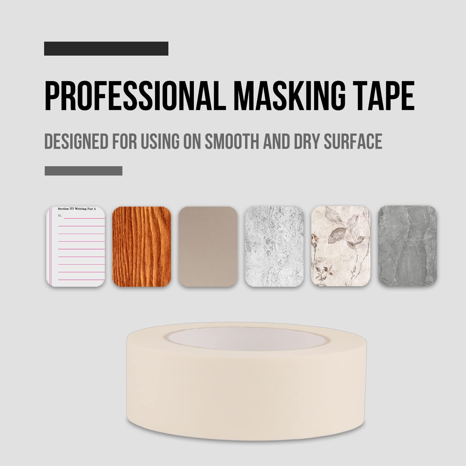 Lichamp Masking Tape Wide 1.5 inches, General Purpose Masking Tape Bulk Pack, 6 Rolls x 1.5 inches x 55 Yards (330 Total Yards)