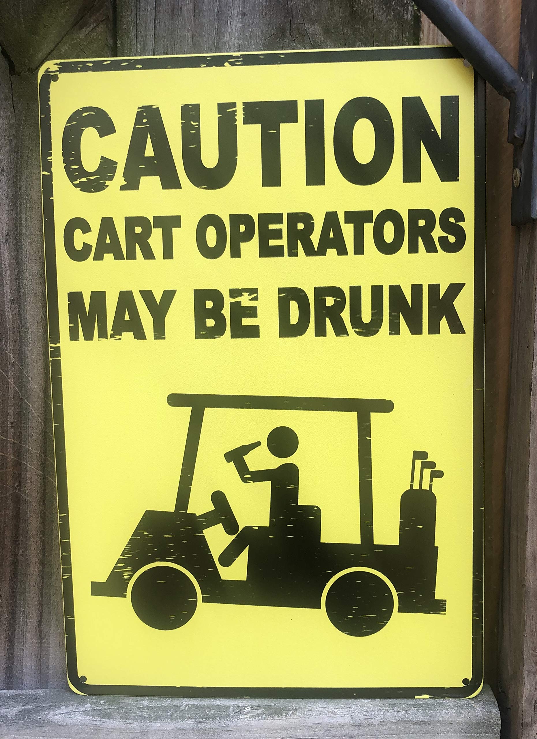 Caution Cart Operators May Be Drunk 12" x 8" Funny Tin Sign Golf Accessory Clubhouse Decor Man Cave Sports Bar Wall Art