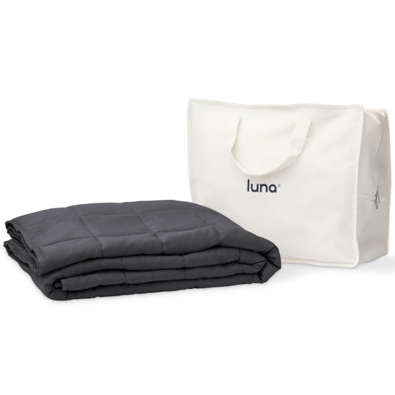 Luna Luxe Cotton Weighted Blanket Kids - Premium Soft Weighted Blanket for Kids - Travel Blanket [10lbs - Twin - 41" x 60"] [Dark Grey]