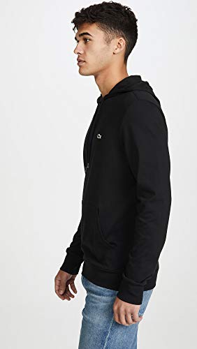 Lacoste mens Long Sleeve Hooded Jersey Cotton T-shirt Hoodie T Shirt, Black, Large US
