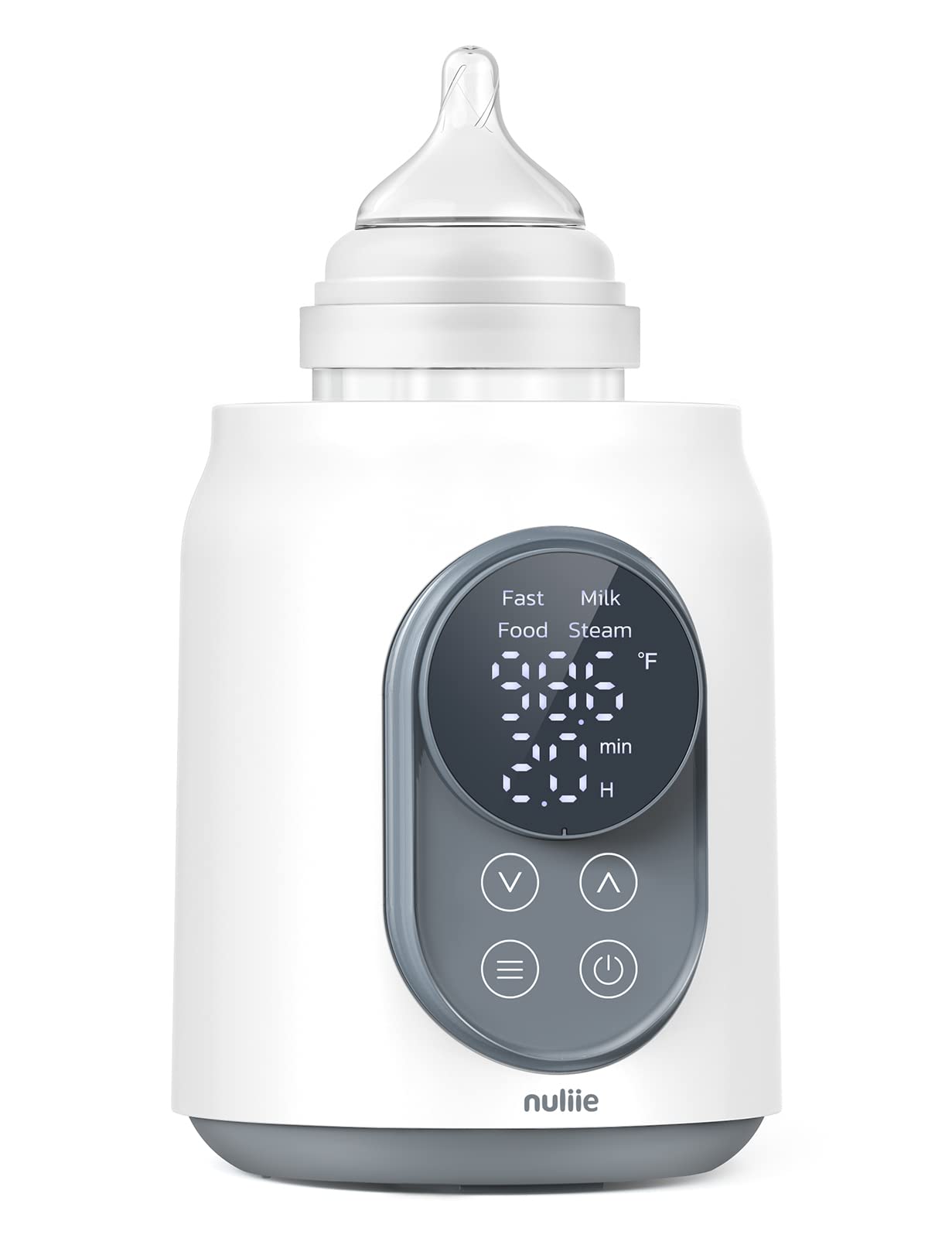 Nuliie Fast Bottle Warmer, 6-in-1 with Larger LCD Display Smart Temperature Control and Automatic Shut-Off, BPA Free Baby Bottle Warmer for Breastmilk or Formula