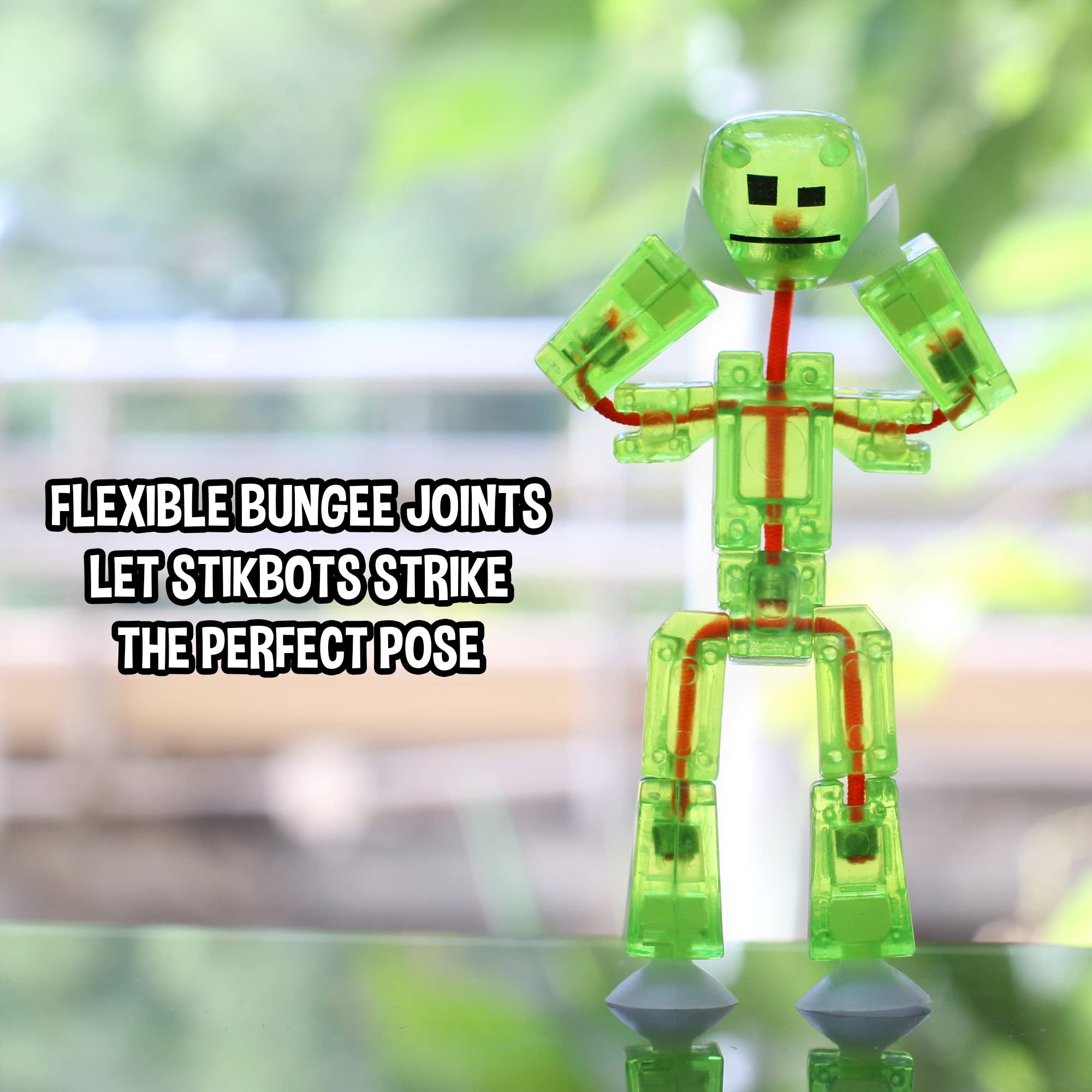 StikBot Zing, Set of 8 Clear Collectable Action Figures and Mobile Phone Tripod, Create Stop Motion Animation, Great for Kids Ages 4 and Up