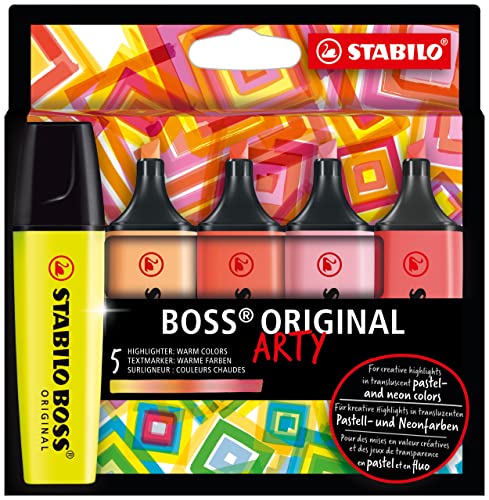 Highlighter - STABILO BOSS Original Arty - Wallet of 5 - Warm Colors