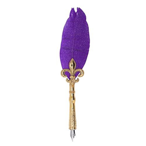 Quill Feather Pen Set, Calligraphy Pen Set with Colored Varnish Wax, Exquisite Quill Pen, Gift Kit for Writing, Drawing, Signatures Purple