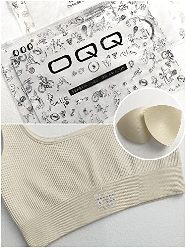 OQQ Women's Workout 2 Piece Seamless Ribbed High Waist Legging Sports Exercise Set Bra Outfit, Green, Medium