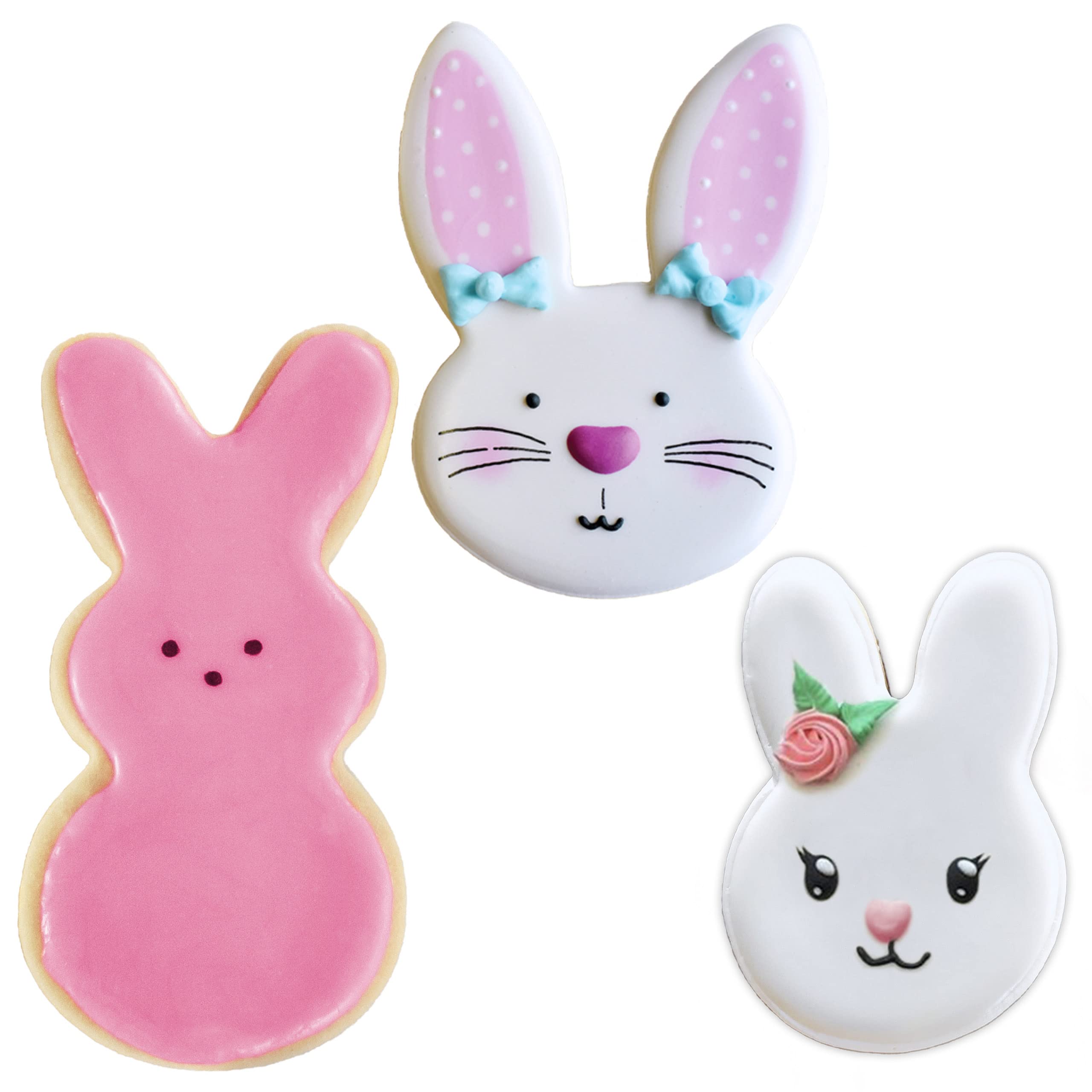 Easter Bunny Cookie Cutters 3-Pc. Set Made in USA by Ann Clark, Easter Bunny Head, Rabbit, Baby Bunny Head