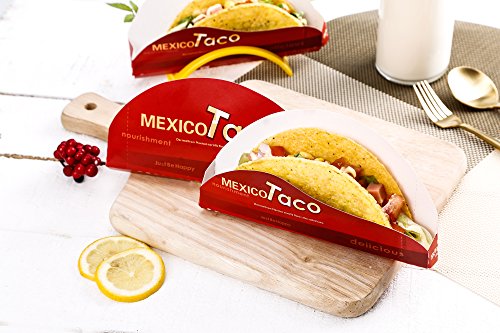 Disposable Taco Holder Taco with Recipes E-BOOK - Perfect For Party and Take Out Restaurant - Durable Paperboard Taco Rack -50 Pack