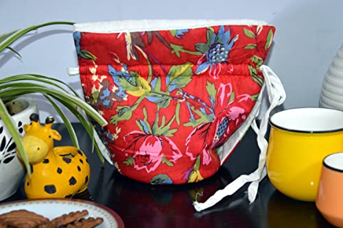 Marusthali Tea Pots Cozy-Kettle Cover for Teapots Keep Warm Tea Pot Dust Cover Home Kitchen Décor 5.9" X 7.8" (Red)