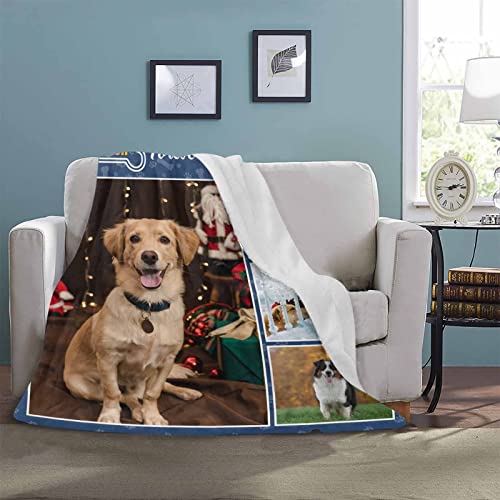 InterestPrint Customized Blankets with Photos Text Personalized Picture Blanket for Dog Gifts for Birthday Family Pet Custom Photo Blanket 7 Collage Throw Blanket for Beding Sofa Travel