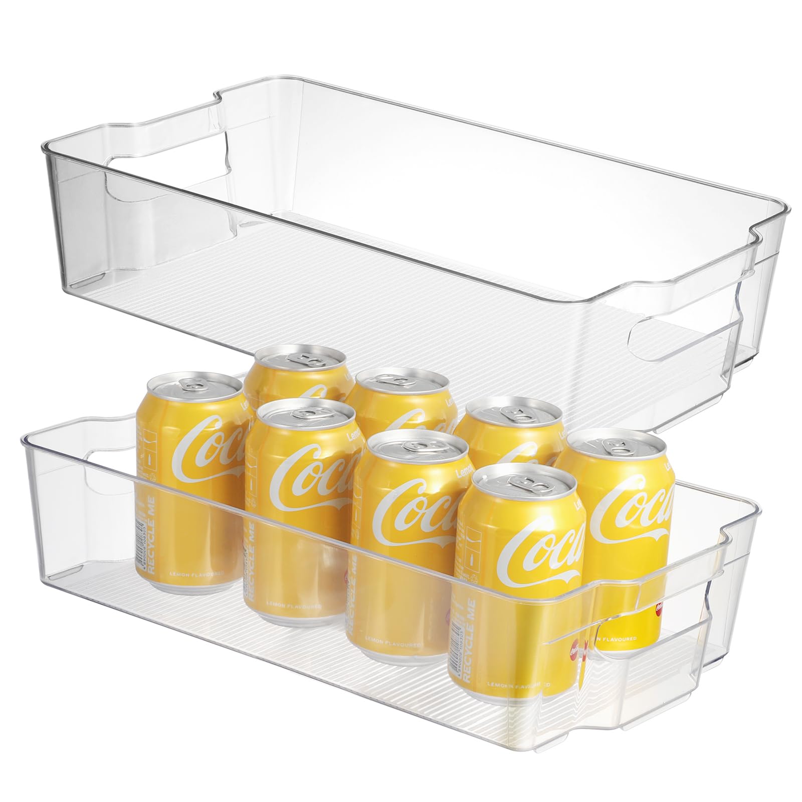 CherHome Refrigerator Organizer Bins,2PCS Plastic Storage Bins for Freezer,Cabinet&Pantry,Stackable Freezer Organizer Bins with Built-in Handle,Clear Bins for Kitchen Storage (15 X 8.5 X 3.5in)