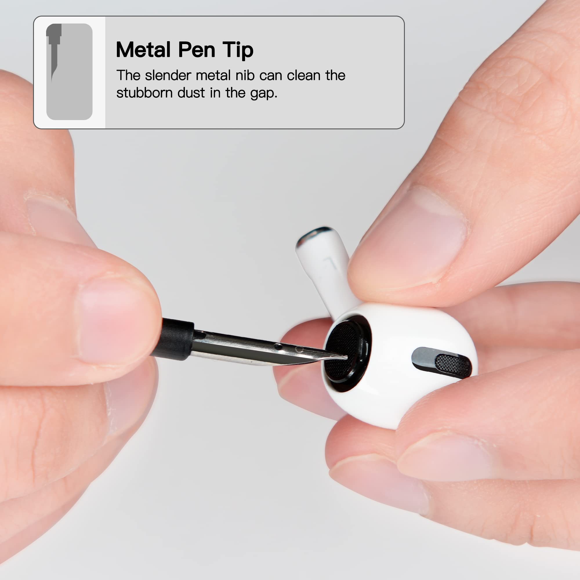 PZOZ Cell Phone Cleaning Kit for AirPods Pro/Pro 2nd/iPhone, 3 in 1 Cleaner Tool Accessories fit for Headphone, iPad Jack Lens, Charger Port Hole Plug, Speaker, Earbuds, Samsung Earphones (White)