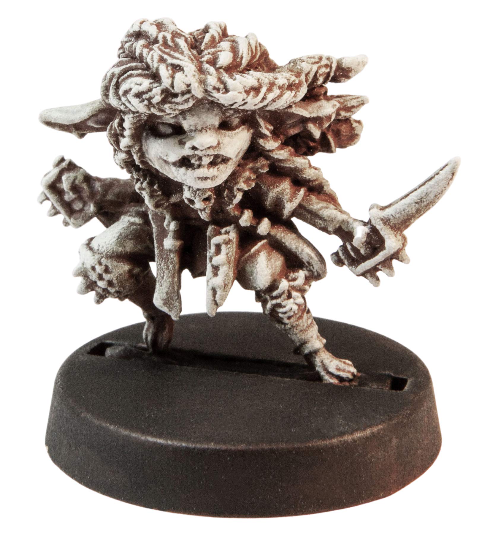 Stonehaven Miniatures Female Goblin Rogue Miniature Figure, 21mm - 100% Pewter Metal - Includes Slotted Creator Base - for 28mm Scale Table Top War Games - Designed & Made in USA
