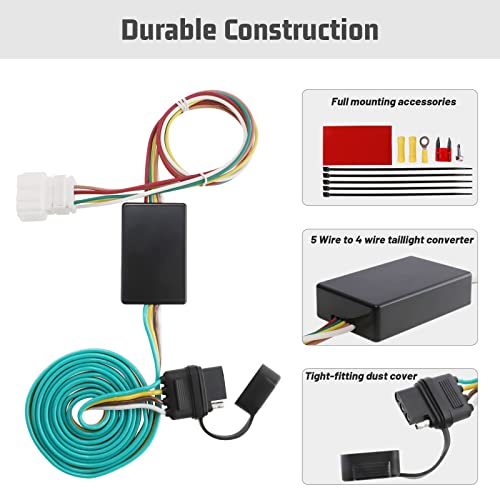 MECMO 4-Pin Trailer Wiring Harness for 2007-2011 Honda CRV, Plug-in Simple Custom-Fit T-Connector 4 Pin Hitch Wiring for Trailer Light Connect