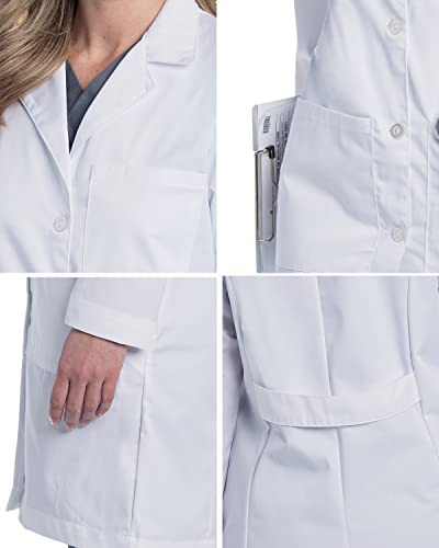 Landau womens Landau Relaxed Fit 5-pocket 4-button Full-length for Women 3153 Medical Lab Coat, White Twill, 8 US