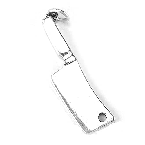 CLEAVER Charm RESTAURANT Chef knife Pendant Jewelry Sterling Silver 925 .925 3D