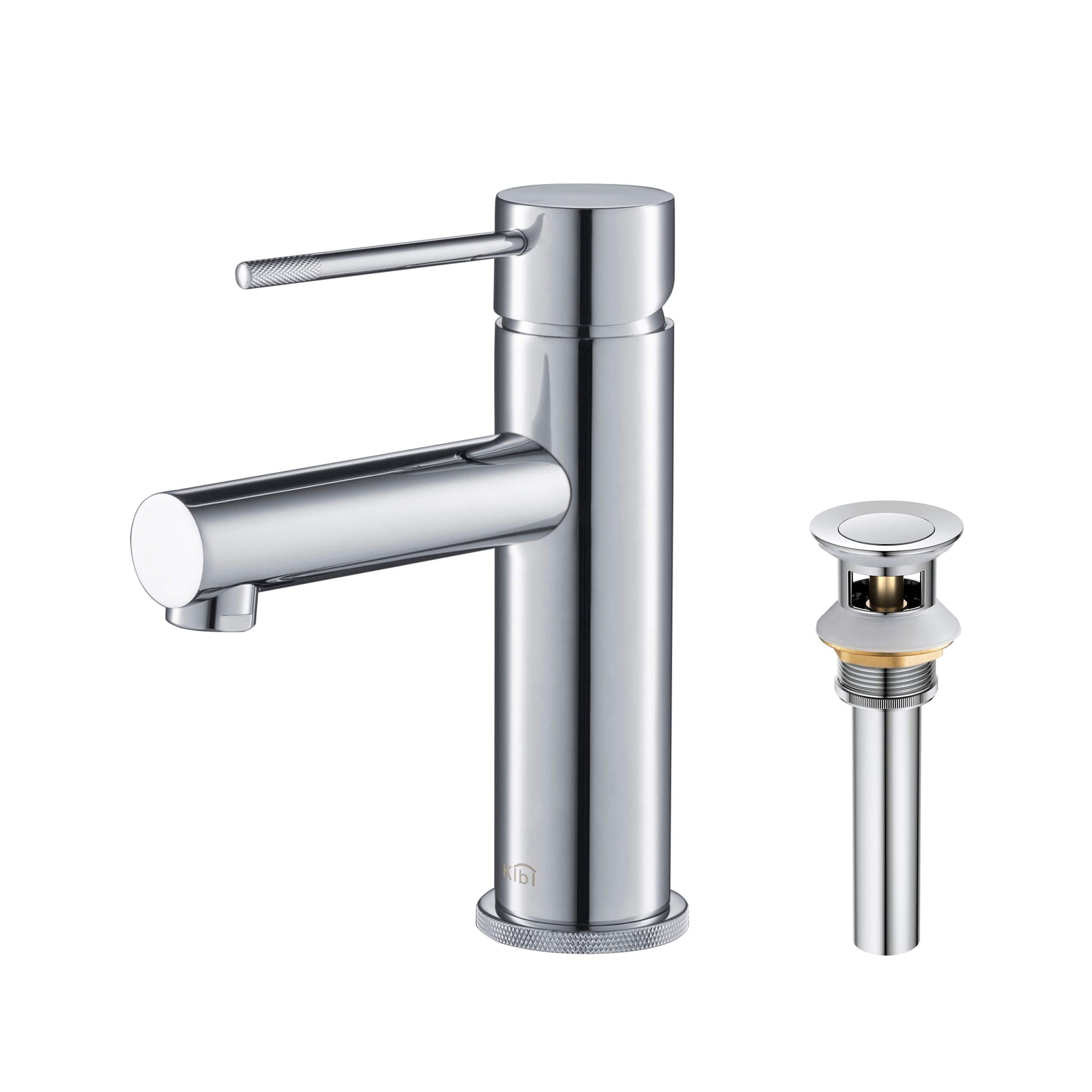 KIBI KBF1010 Solid Brass Single Handle Single Hole Circular X Faucet for Bathroom Sink with Pop Up Drain | High Arc Faucet Spout | Chrome Finish | Corrosion and Rust Resistant