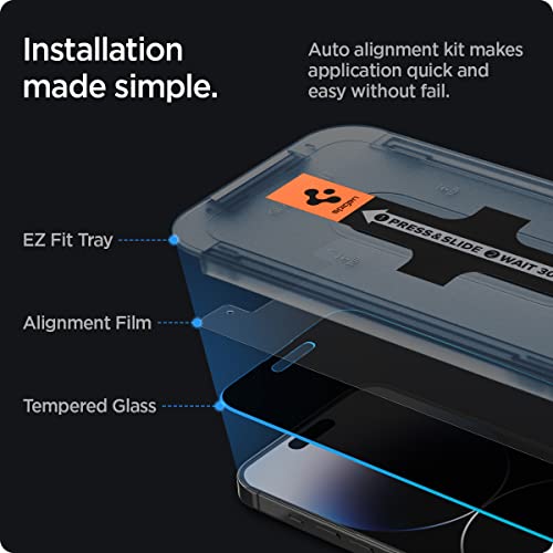 Spigen Tempered Glass Screen Protector [GlasTR EZ FIT - Privacy] Designed for iPhone 14 Pro [Case Friendly] - 2 Pack