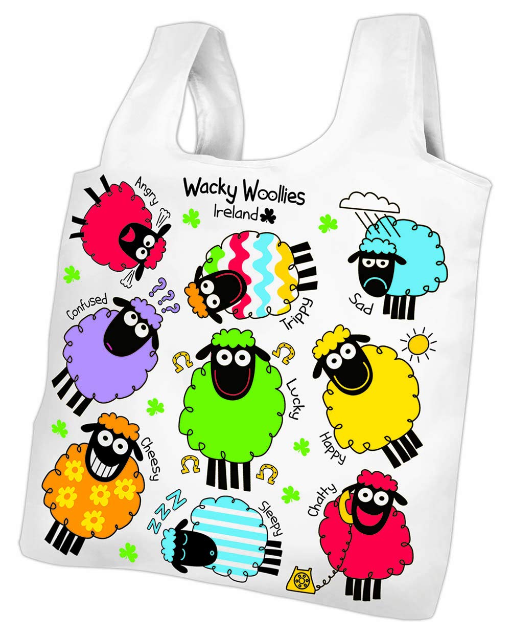 Naitmsad Wacky Woolies Sheep Ireland Design Fold - Up Shopper Bag With handles