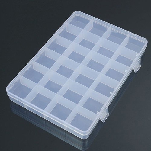 lightclub Transparent 24 Compartments Plastic Box Case Jewelry Bead Storage Container Craft Organizer with Divider and Compartments for Earring,Rings.Necklaces,Bracelet,Anklet 1…