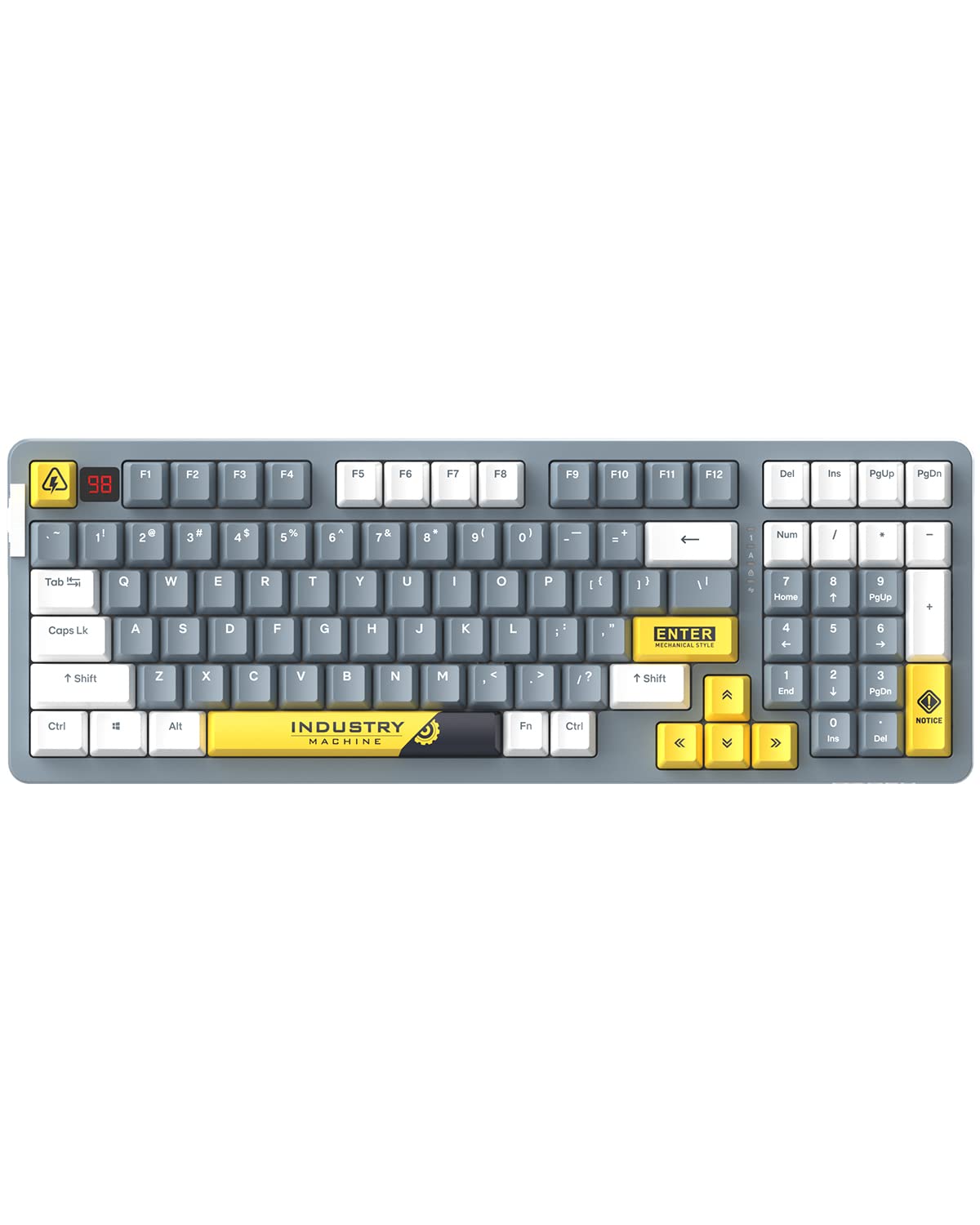 DAREU A98 Pro Tri-Mode Industry Gray Hot Swappable Gasket Structure Mechanical Gaming Keyboard, 98-Key, LED Screen, BT5.1/2.4G/USB-C, RGB Backlit, PBT Double-Shot Keycaps for Mac & Win (V3 Sky Switch)