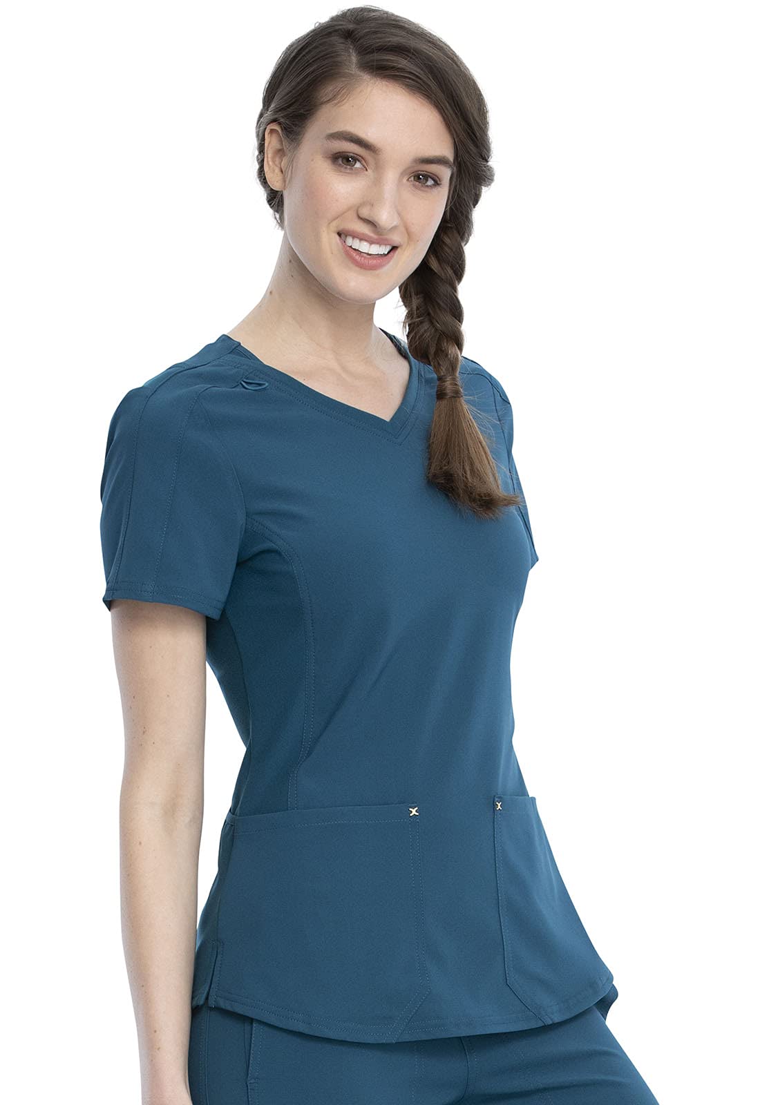 Cherokee iFlex Women's V-Neck Scrub Top, CKK817, Caribbean Blue, 3XL