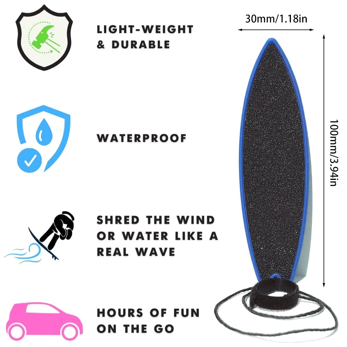 Chengshi Finger Surfboard, Mini Board for Kids and Surfers Looking to Hone Their Surfer Skills, Finger Surfboard for Car Ride (Blue)