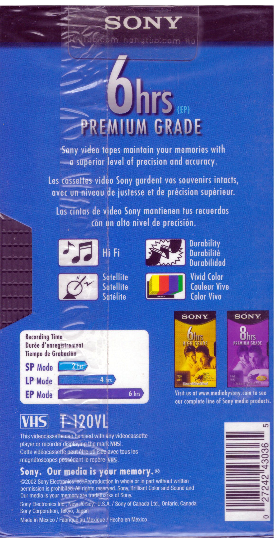 Sony T-120VR Video Premium Grade VHS Blank Tapes - 120 min 2-Pack