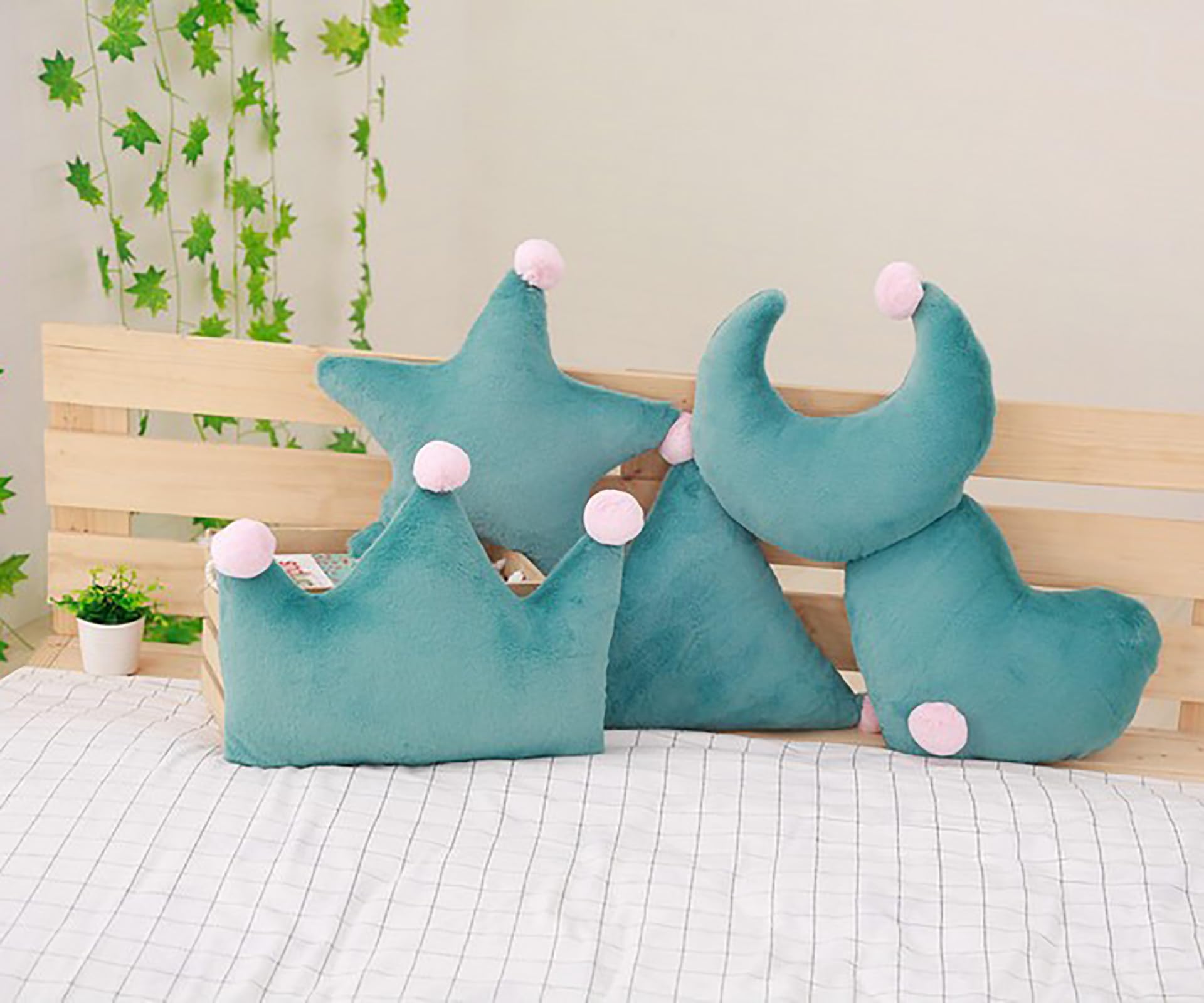 Golden ear of Wheat Cozy Plush Pillow - Star, Moon, Crown, Heart and Triangle Shapes Available in Multiple Shapes. (Crown, Pink)