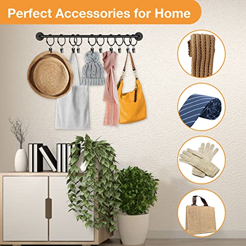 QYINXIU Hat Rack for Wall Baseball Cap,Hat Holder for Wall,Hat Organizer Storage Rack with 20 Removable Metal Clips for Closet Door Bedroom Entrance Laundry, Set of 2, Black