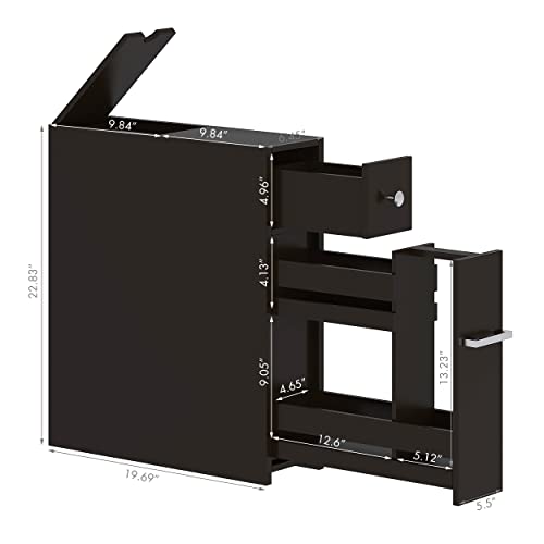 Spirich Home Slim Bathroom Storage Cabinet, Free Standing Toilet Paper Holder, Bathroom Cabinet Slide Out Drawer, Espresso